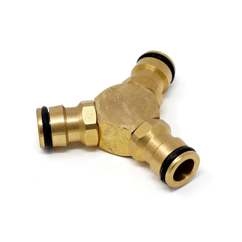 Hozelock Style Brass 3 Way Hose Connector — Easy Garden Irrigation